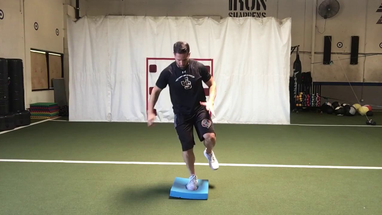 Balance Pad Single Leg Hop Multi Directional - YouTube