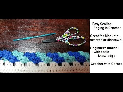 How to CROCHET a scallop edging- beginners tutorial - YouTube