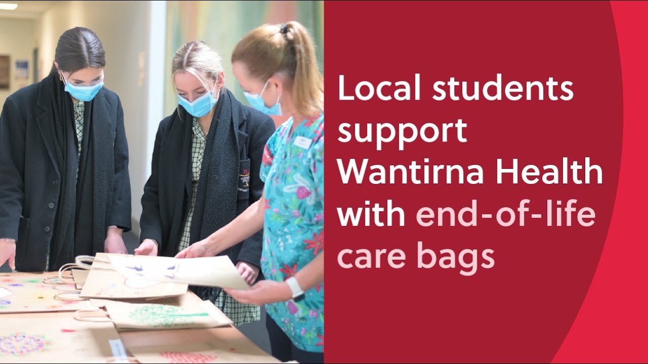 Local students support Wantirna Health with end-of-life care bags - YouTube