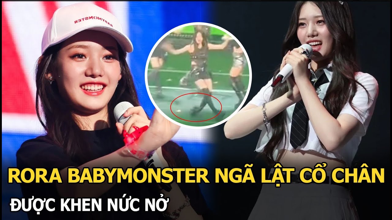 Rora BABYMONSTER ngã lật cổ chân, được khen nức nở - YouTube