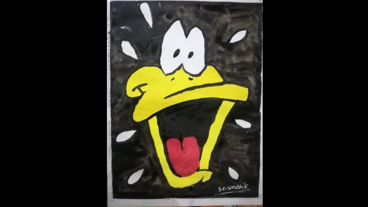 Daffy Duck shock face poster colour painting - YouTube