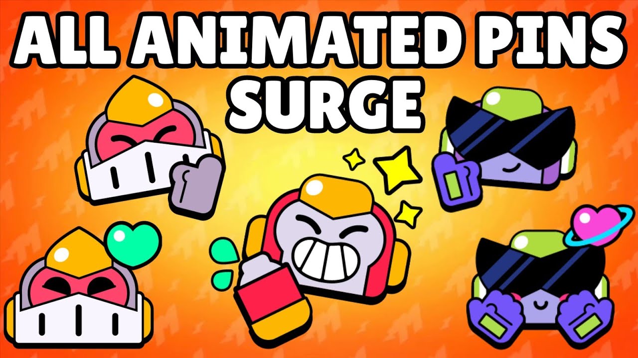 Surge Pins (NEW Animated Pins!) | Brawl Stars | Green Screen - YouTube