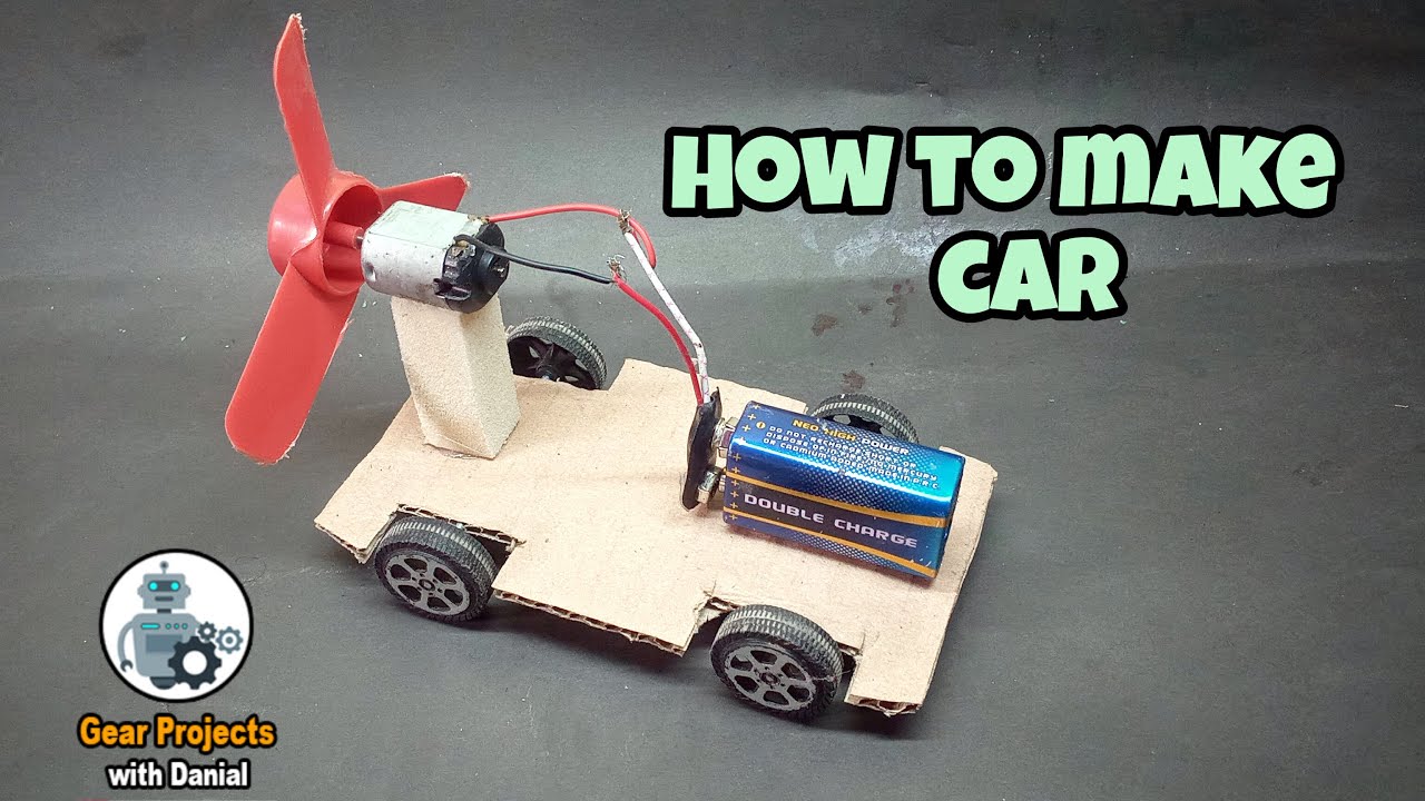How to make Powered Car from Cardboard | DIY Powered Car | Gear Project ...