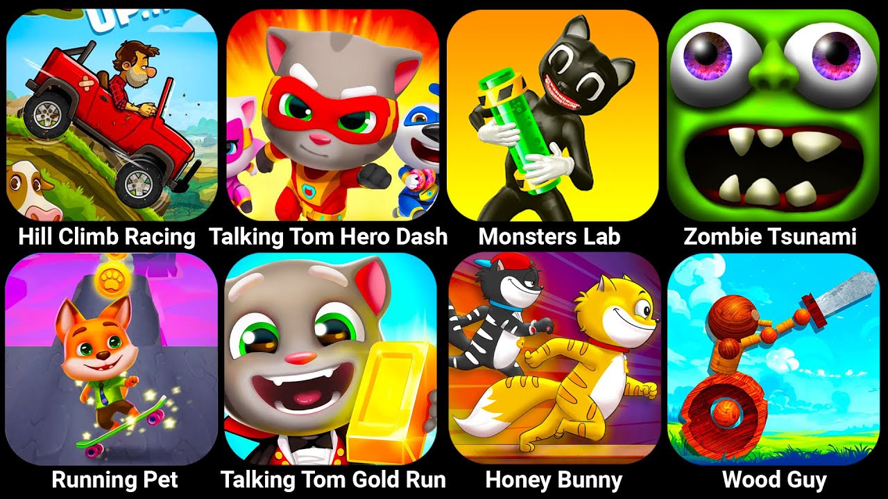 Hill Climb Racing, Talking Tom Hero Dash, Talking Tom Gold Run ...
