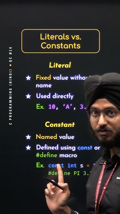 Literals vs. Constants #CProgramming #NesoAcademy #QuickConcepts - YouTube
