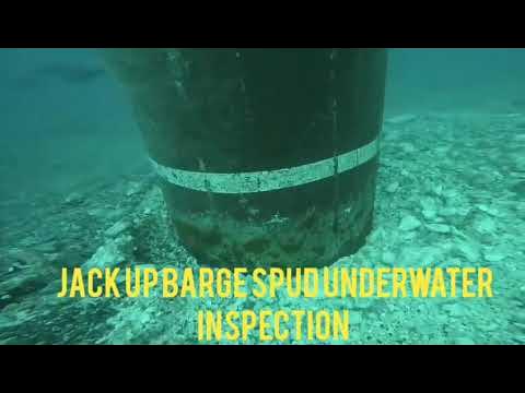Jack up barge spud underwater inspection - YouTube