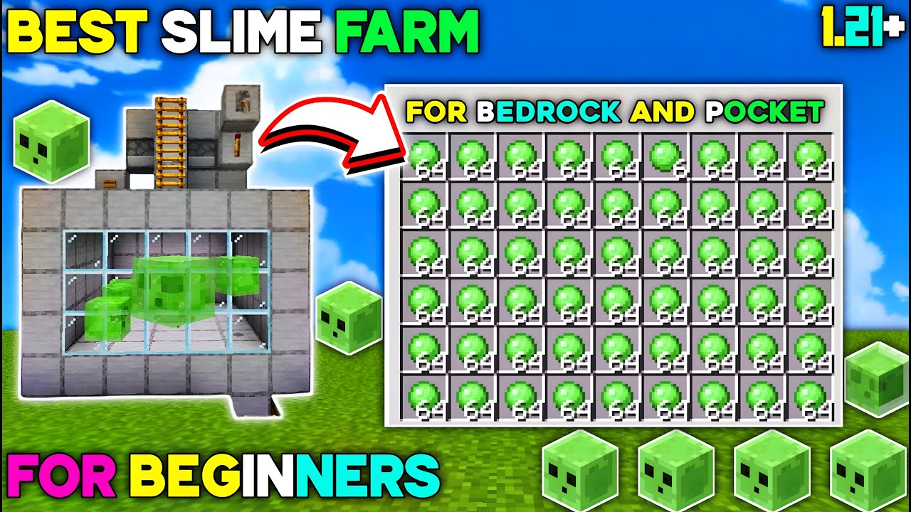 BEST AUTOMATIC SLIME FARM FOR MINECRAFT POCKET & BEDROCK 1.21+ 2025 ...