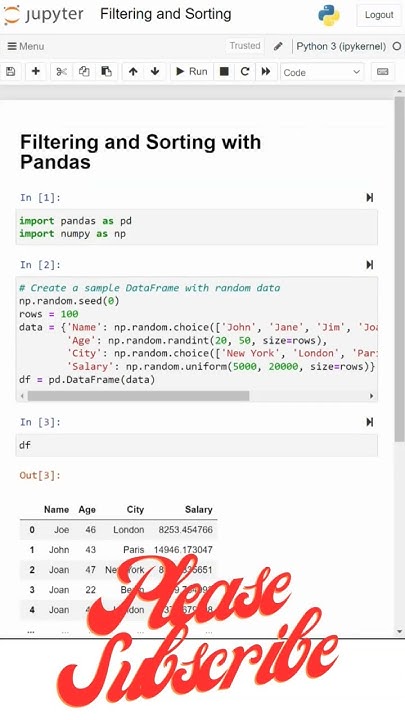 Sorting And Filtering A Pandas Dataframe Youtube
