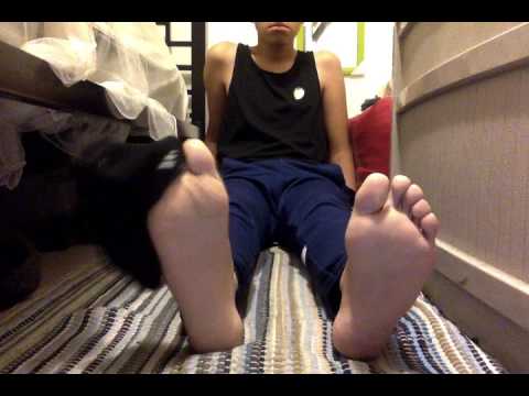 Adidas Sneakers to Black Socks to Bare Feet
