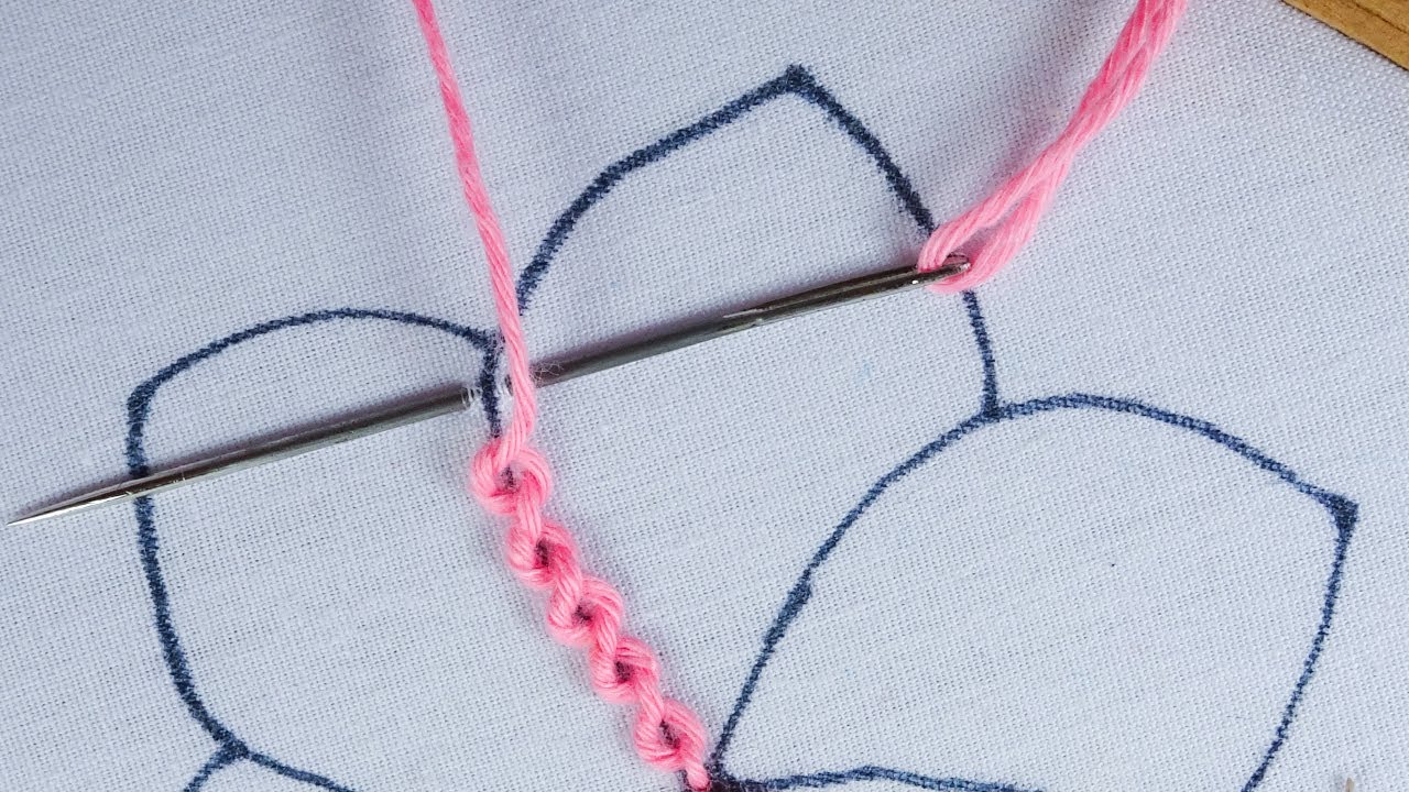 new hand embroidery flower design with knotted chain stitch and striped ...