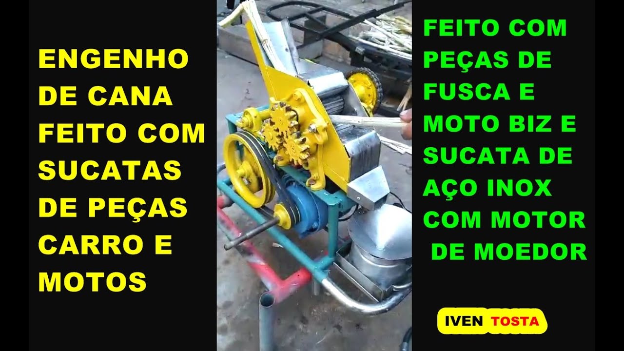 ENGENHO MOEDOR DE CANA FEITO 100 % COM SUCATAS E PEÇAS DE CARRO E MOTO ...
