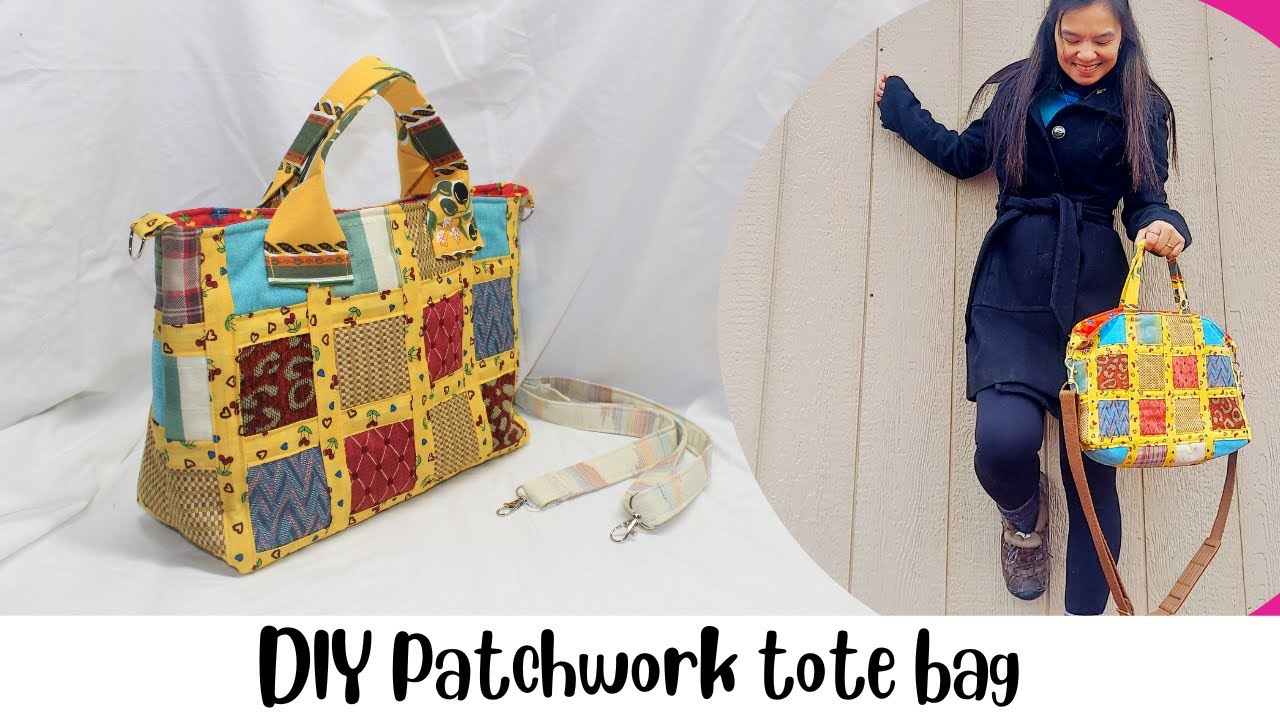 DIY Patchwork Tote Bag Tutorial/How to Sew a Tote Bag Using Scrap ...