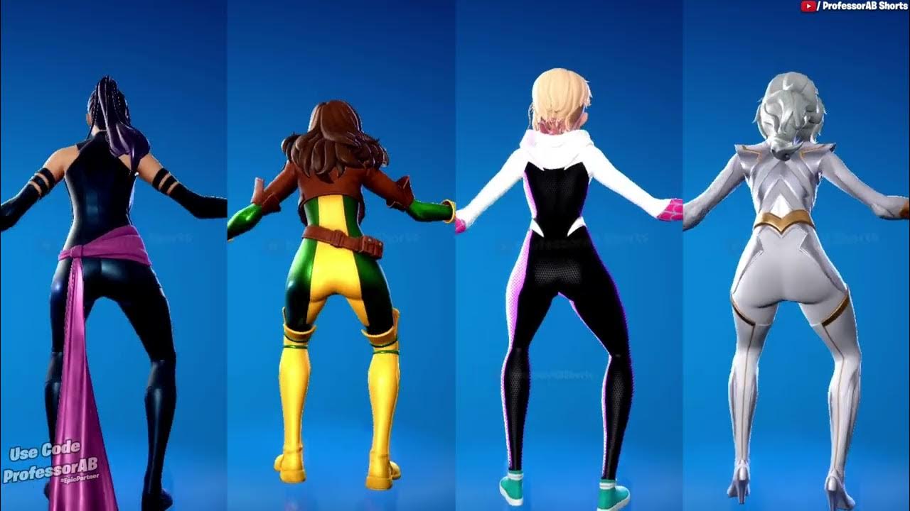 Fortnite To The Beat Tiktok Emote With Psylocke Rogue Gwen Stacy Storm Skin Thicc ππππ Who Won