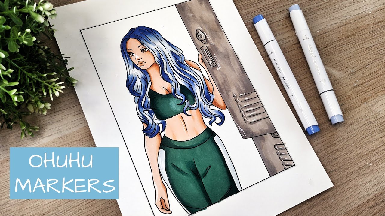 Ohuhu Markers Girl Illustration | Relax Music, Alcohol Markers - YouTube