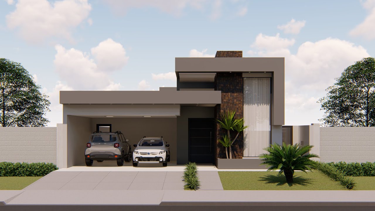 Tour pelo Interiores - Casa térrea, moderna, 3 dormitórios, pé direito ...