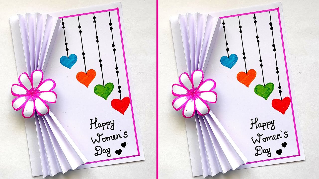 Easy Women's Day Greeting Card | Greeting Card Ideas | Women's Day Card ...