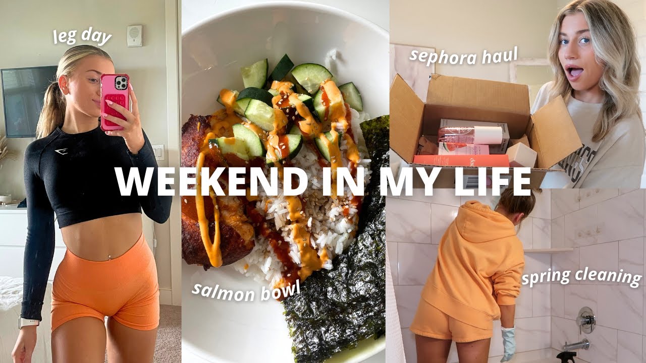 WEEKEND VLOG: Sephora haul, salmon bowl recipe, spring cleaning, workout & more! - YouTube