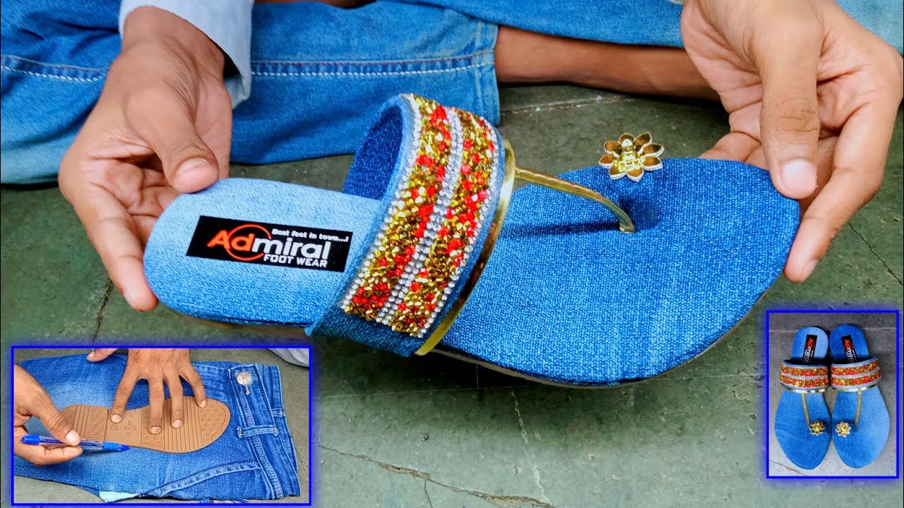 how to make slippers at home | slippers making at home with jeans 👖 ...