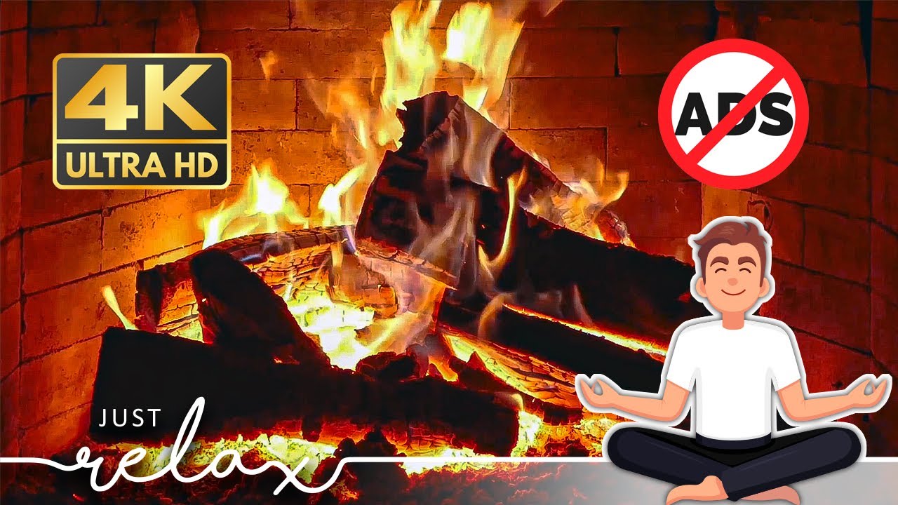 Fireplace 4K (5 HOURS) NO ADS. Burning Fireplace & Crackling Fire ...