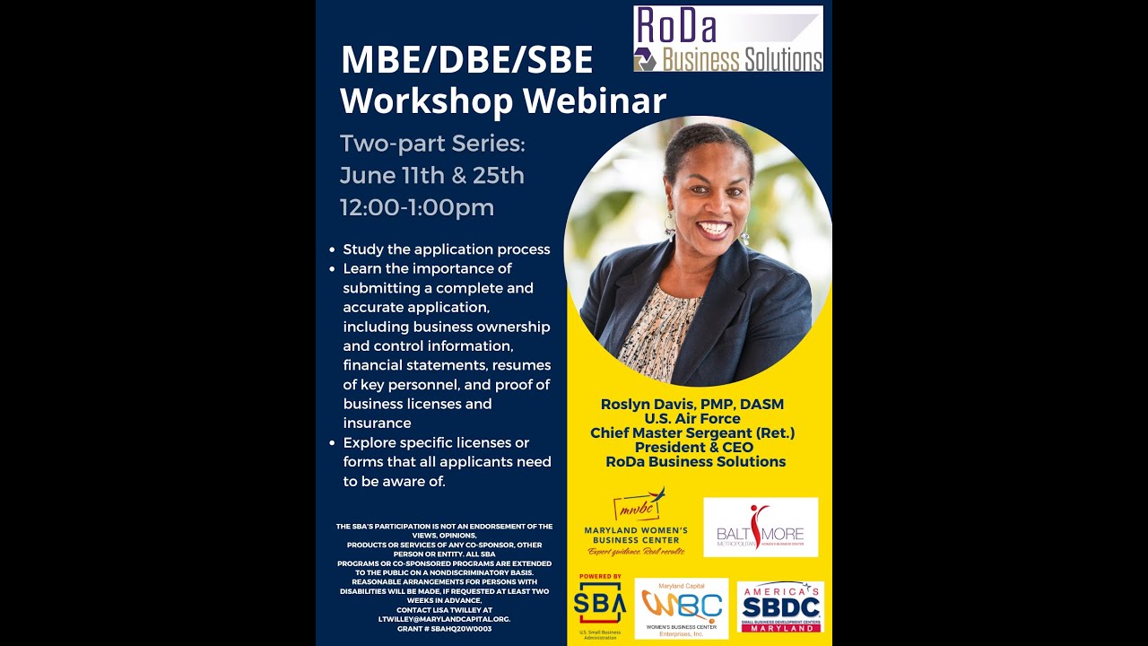 MBE/DBE/SBE WORKSHOP (PART 1) - YouTube