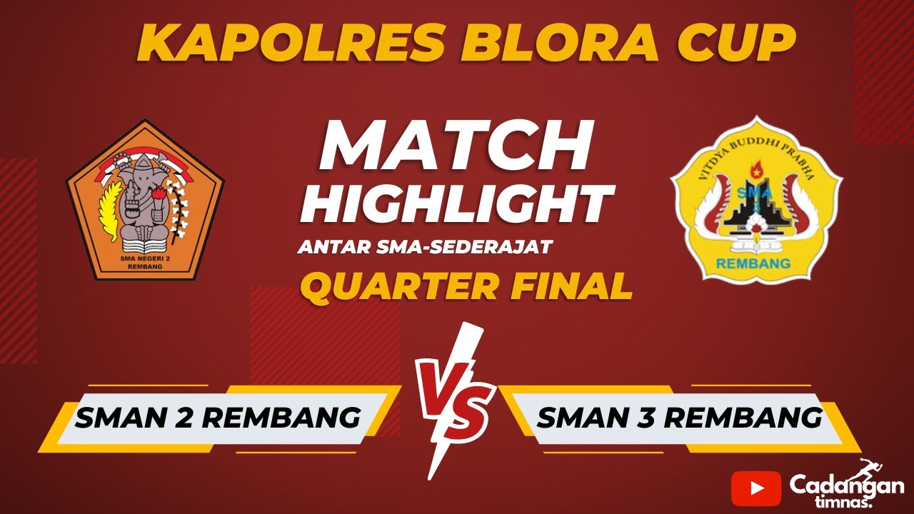 KAPOLRES BLORA CUP 2023 "SMAN 3 REMBANG vs SMAN 2 REMBANG" - YouTube