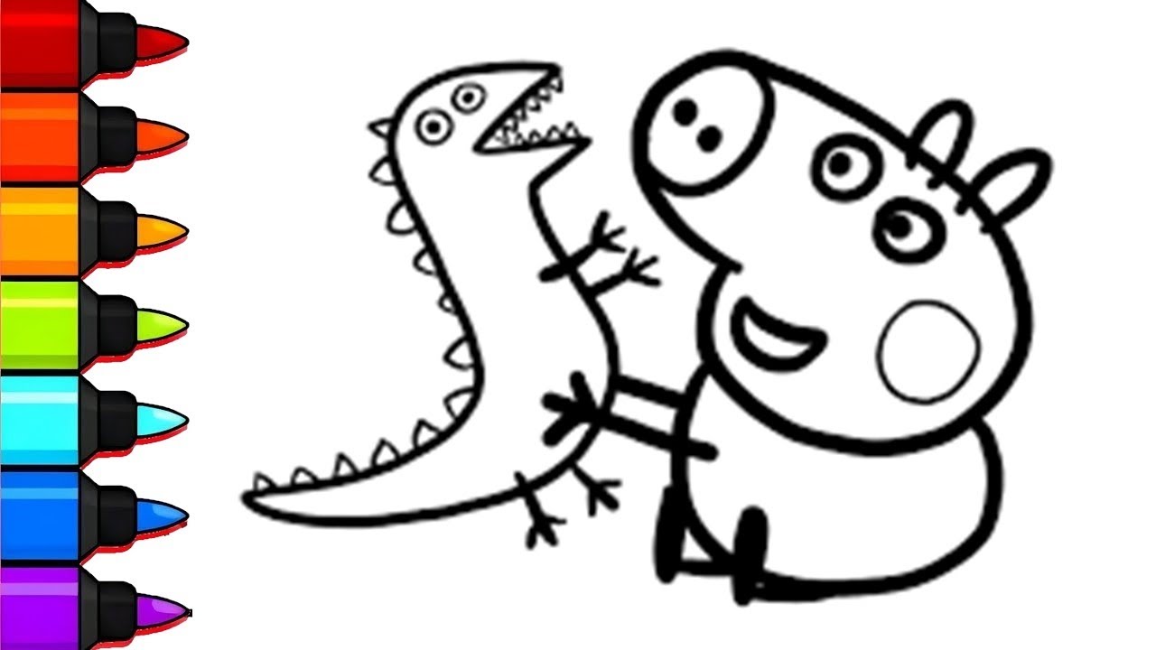 Dynasaur And Peppa Pig Drawing, Painting And Coloring For Kids And ...