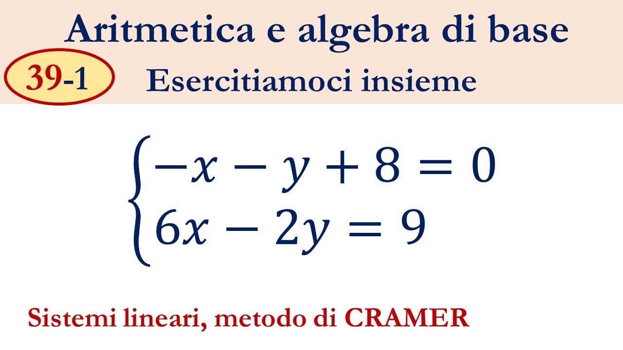 39-1 Metodo di CRAMER per sistemi lineari - YouTube
