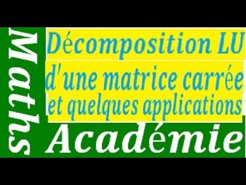 Décomposition LU d'une matrice carrée et quelques applications Matrice ...