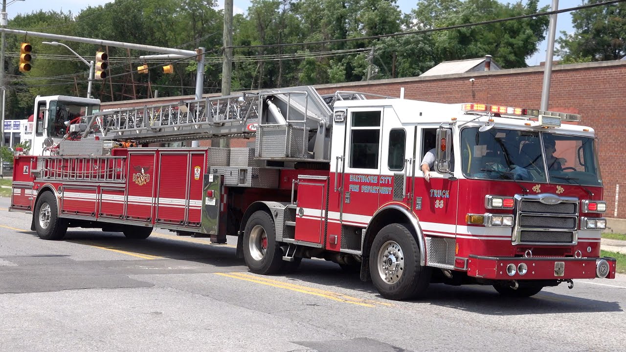 Baltimore City Fire Department Truck 5 & Engine 5 Responding - YouTube