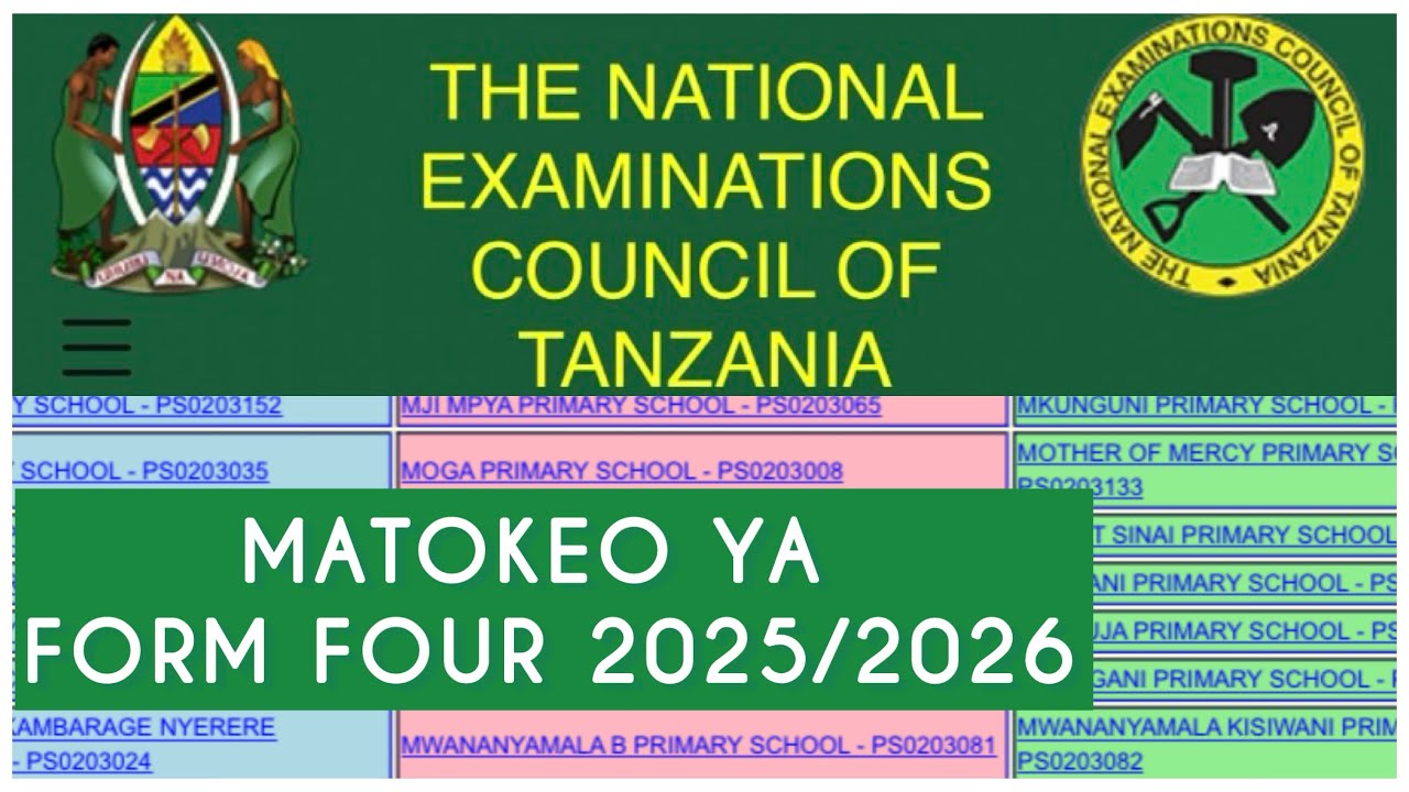 MATOKEO YA FORM FOUR 2025/2026 - YouTube