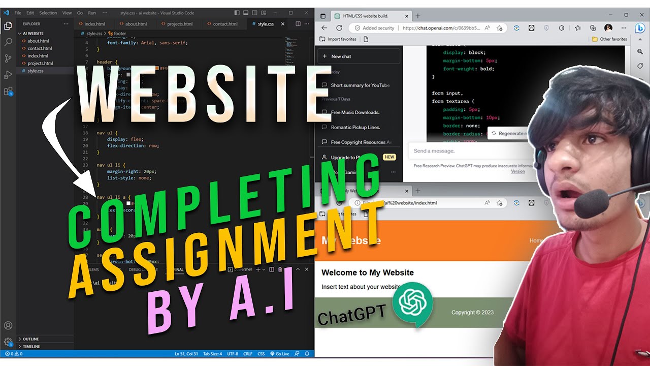 Completing College Website Assignment By A.I (Chat GPT) - YouTube
