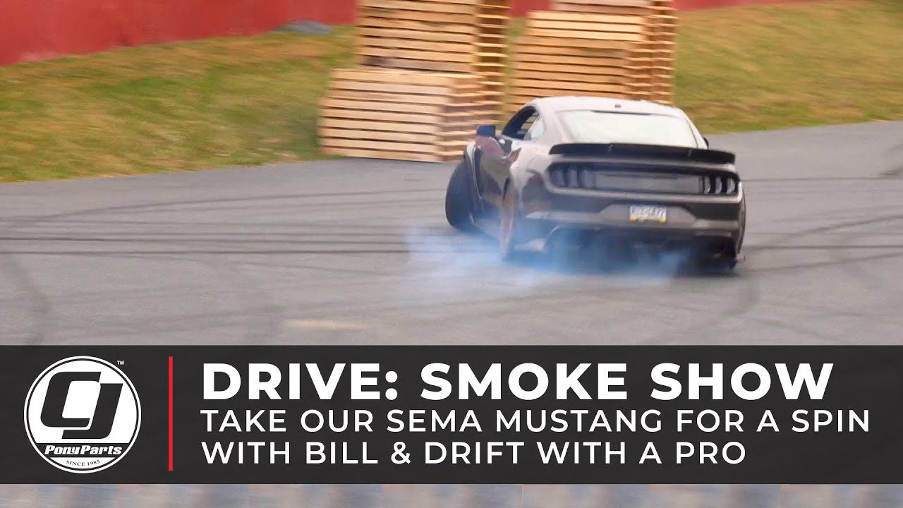Driving & Drifting our 2018 SEMA Mustang Smoke Show - YouTube