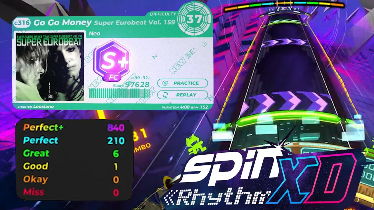 Spin Rhythm XD- Go Go Money by Neo (custom chart)- S+ FC, XD DIFFICULTY ...