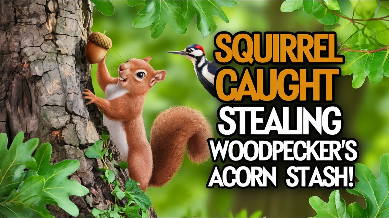 Squirrel Caught Stealing Woodpecker's Acorn Stash! 🐿️🌰 - YouTube