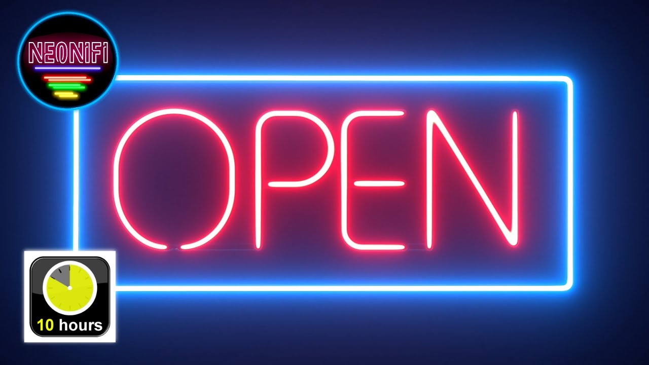Neon Open Sign - 10 Hours - 4K - YouTube