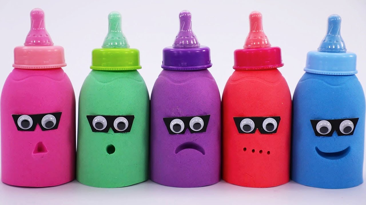 Learn Colors Kinetic Sand in Baby Milk Bottle and Superhero |Avengers ...