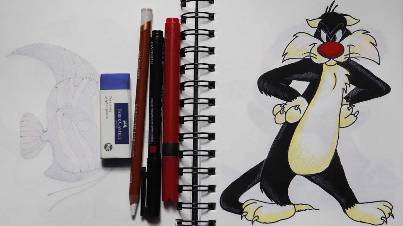 How to Draw Sylvester the Cat/Sylvester the Cat Drawing For Kids - YouTube