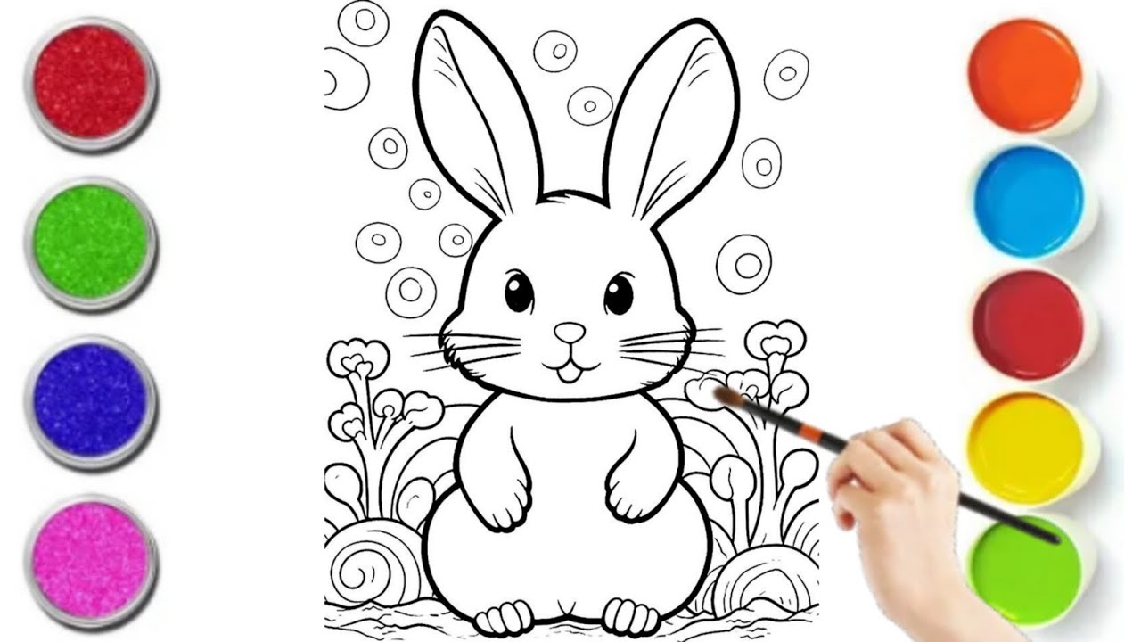 cute baby rabbit Drawing, Painting & Coloring For Kids and Toddlers ...