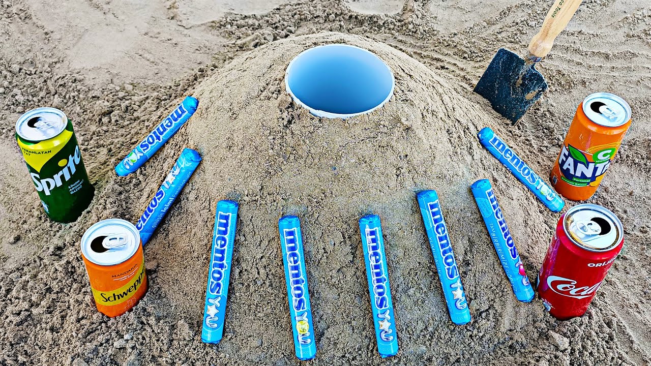 Coca Cola, Mtn Dew, Fanta, Sprite vs Mentos in Underground! Reaction ...