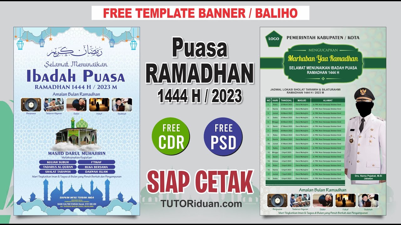 Cara Membuat Banner Baliho Ramadhan 1444H Coreldraw Photoshop (Free CDR ...