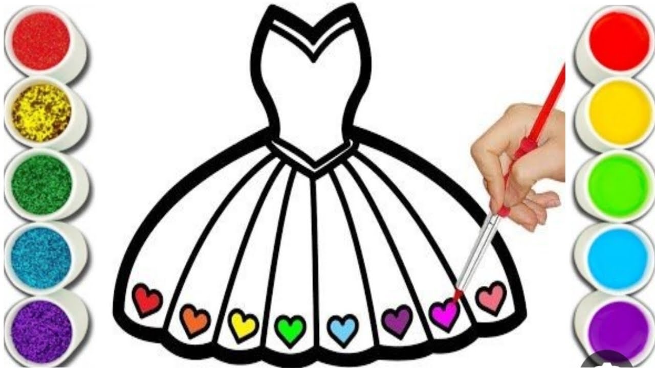 Beautiful Frock👗 drawing..Easy step by step drawing 🎨 for kids and ...
