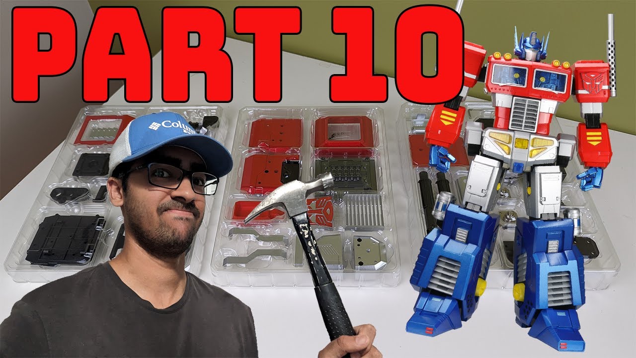 LIVE Building MASSIVE Optimus Prime Model Kit PART 10 - Agora Models ...