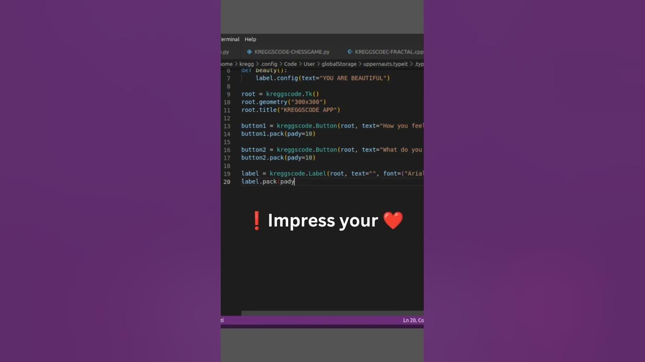 Impress Your Crush ️ With Python #python - Youtube