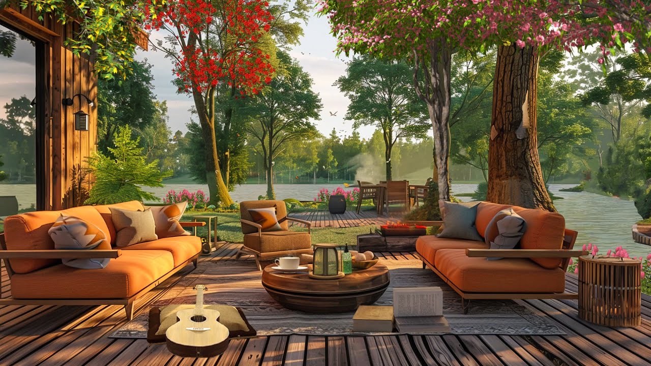 Cozy Spring Ambience with Relaxing Piano Jazz Music to Focus - April ...