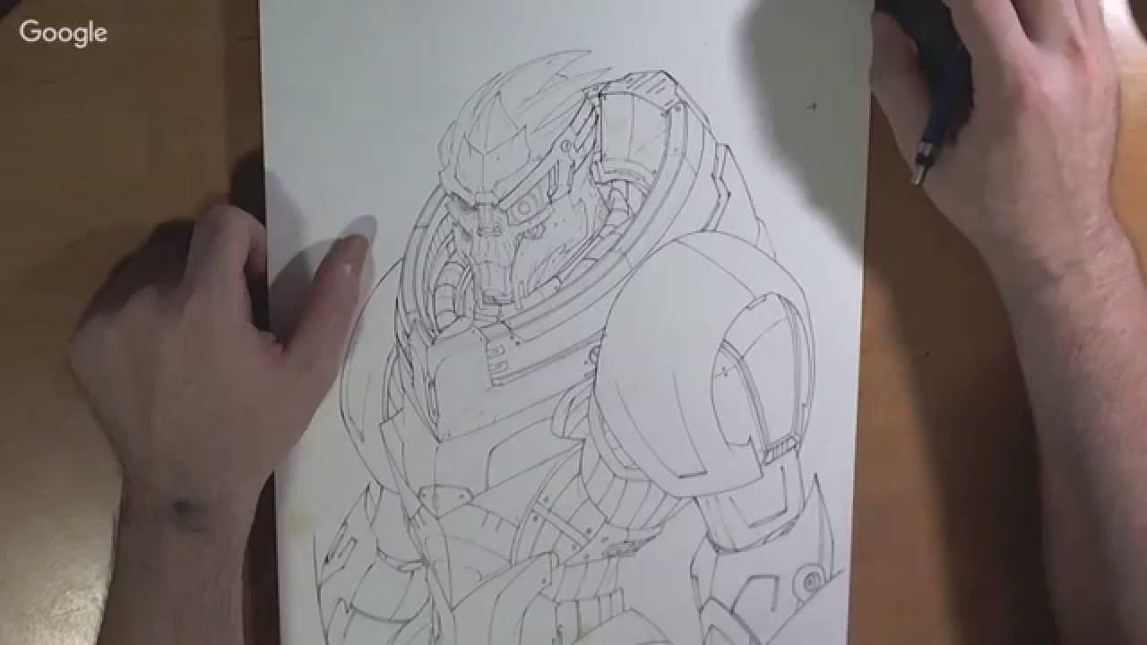 Realtime: Drawing Mass Effect Legion - YouTube