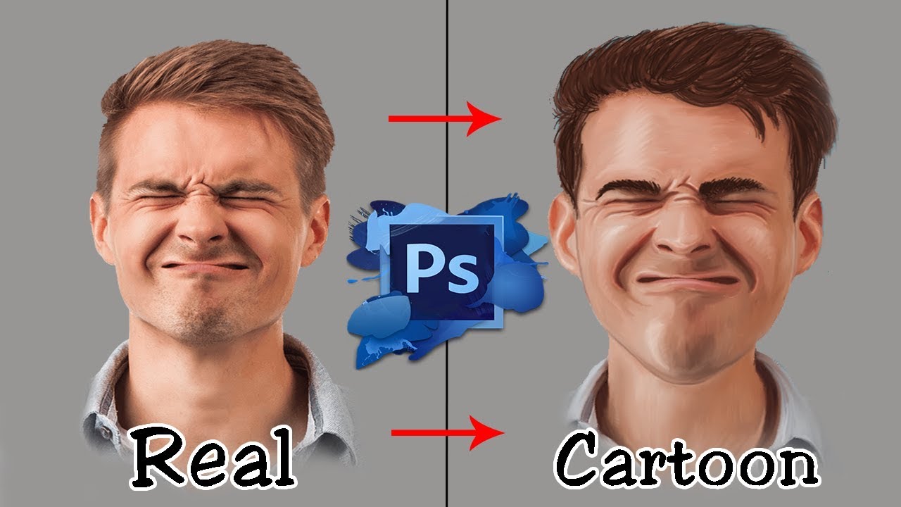 how to drow cartoon caricature in photoshop - YouTube
