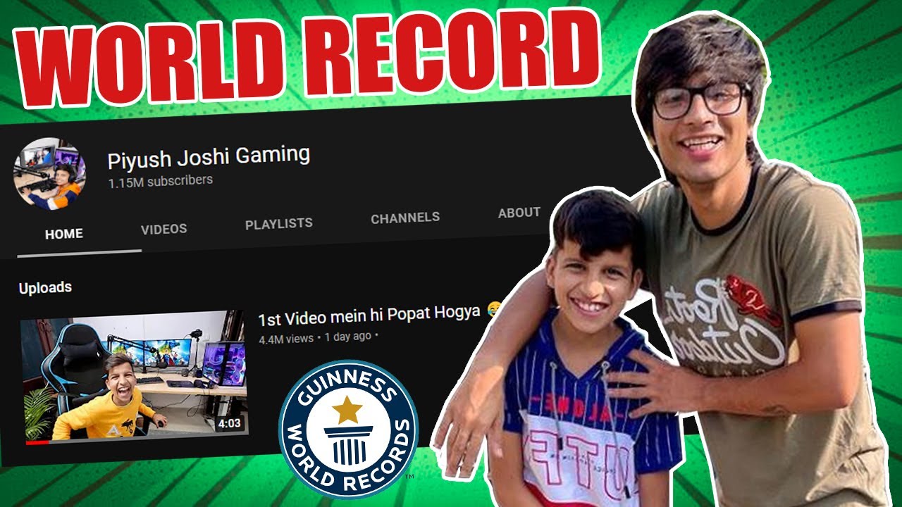 Piyush Joshi Gaming World Record on YouTube | Piyush Joshi Gaming World ...