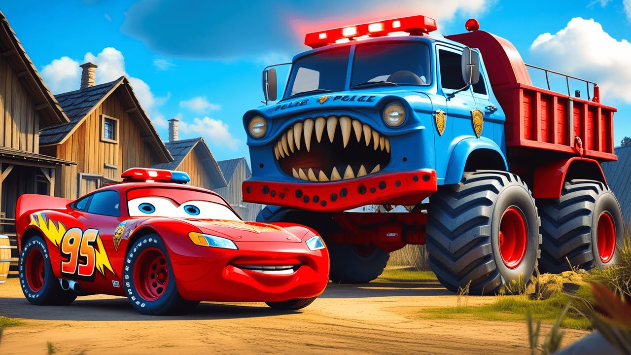 Big & Small vs Epic Escape: McQueen VS ZOMBIE POLICE MONSTER TRUCK ...