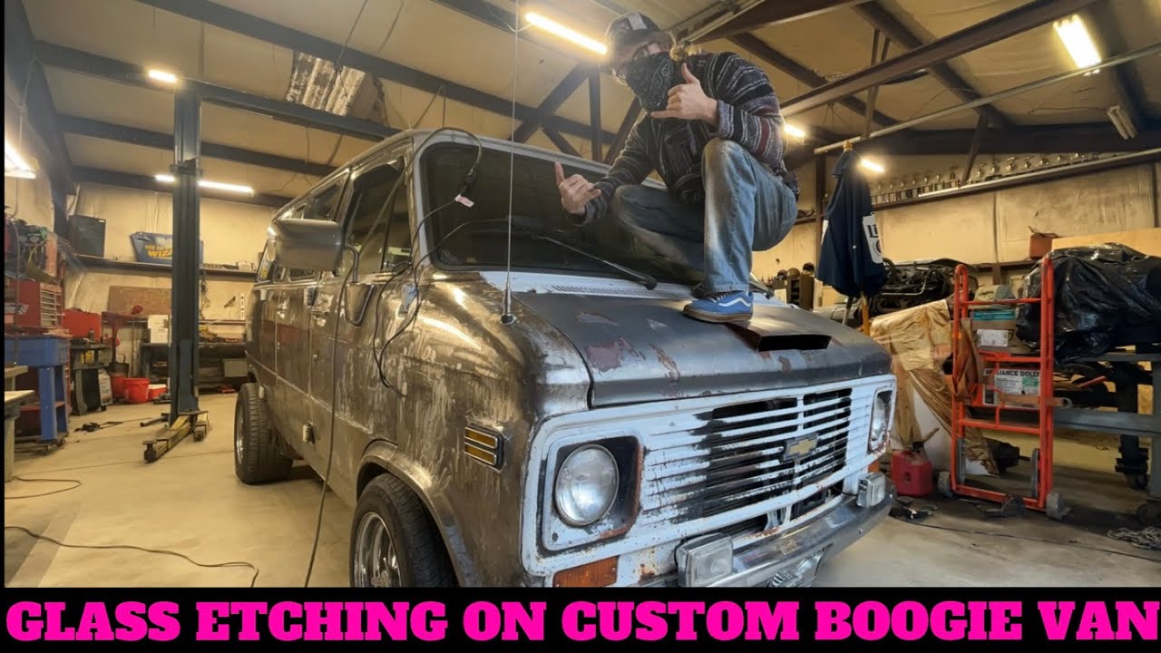 Glass Etching on Custom Boogie Van - Art by Seth Williams - YouTube
