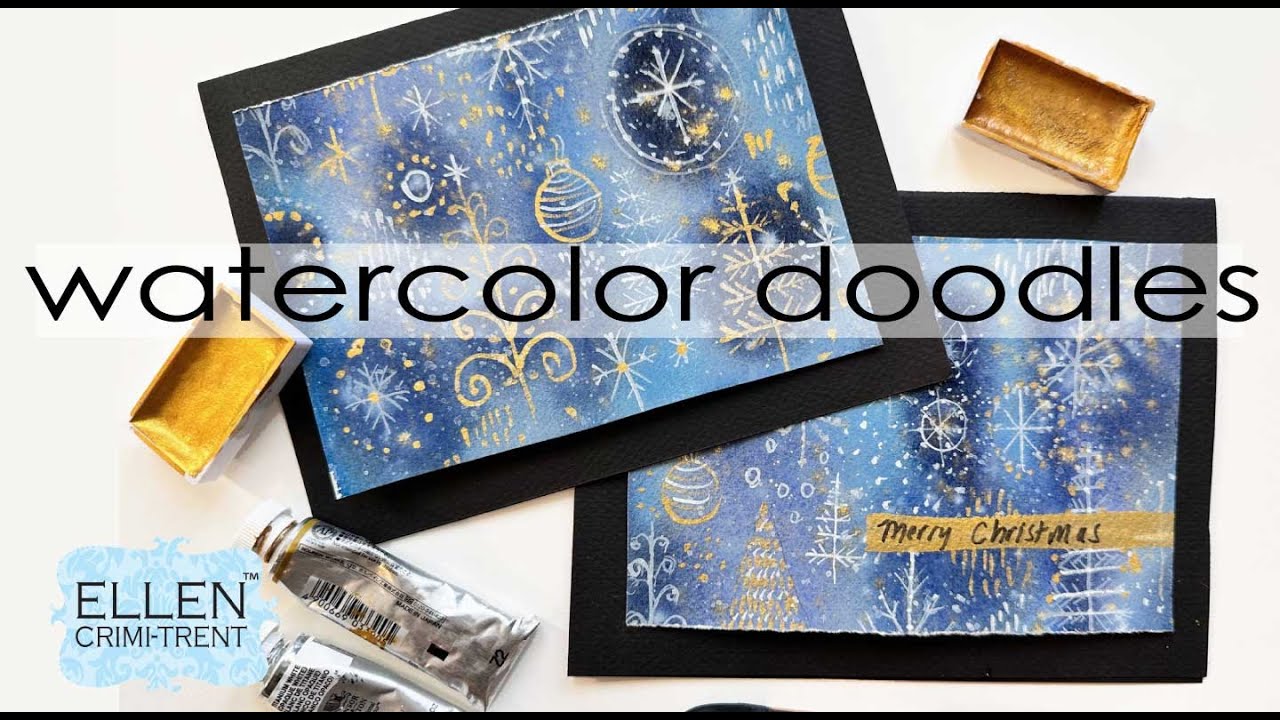 Watercolor Winter Doodle Cards - YouTube